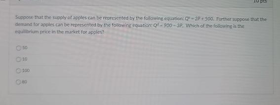 Solved Suppose that the supply of apples can be represented | Chegg.com