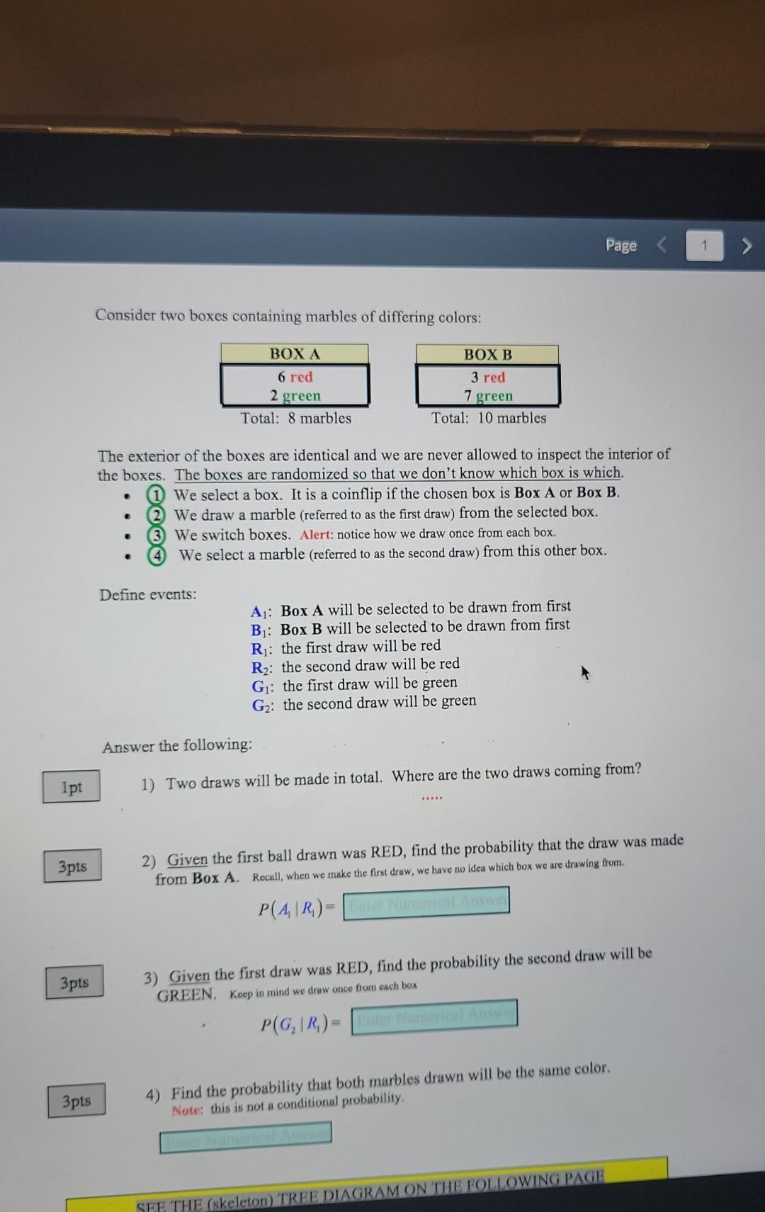 Solved Consider two boxes containing marbles of differing | Chegg.com
