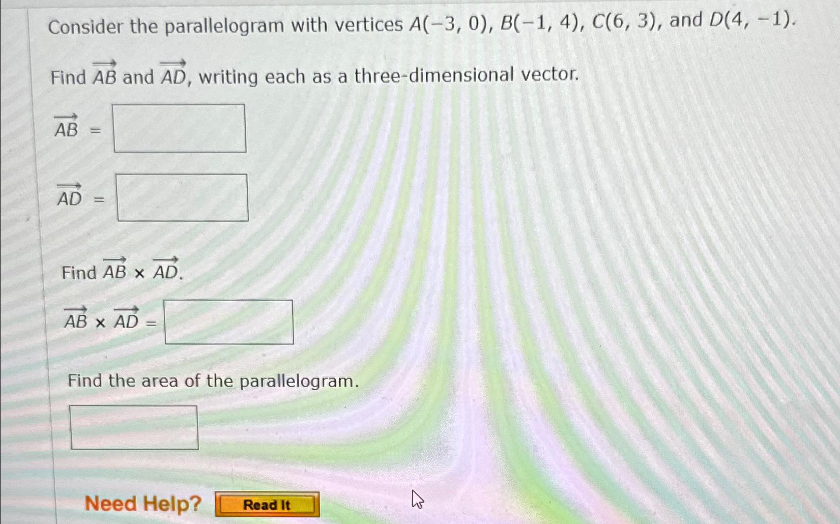 Solved Consider the parallelogram with vertices | Chegg.com