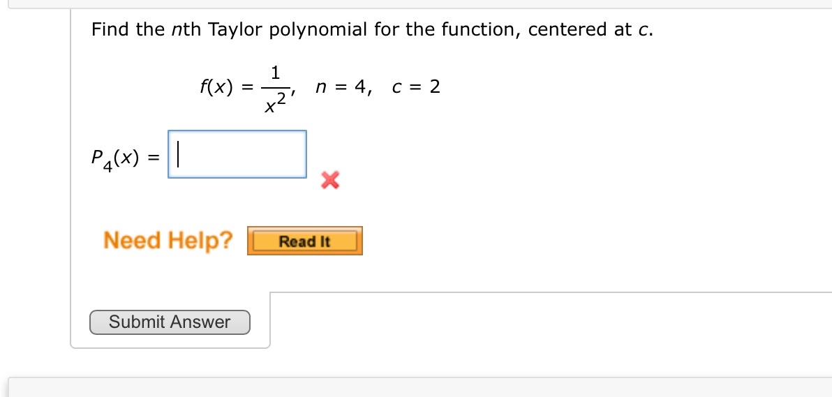 Solved Find the nth Taylor polynomial for the function, | Chegg.com