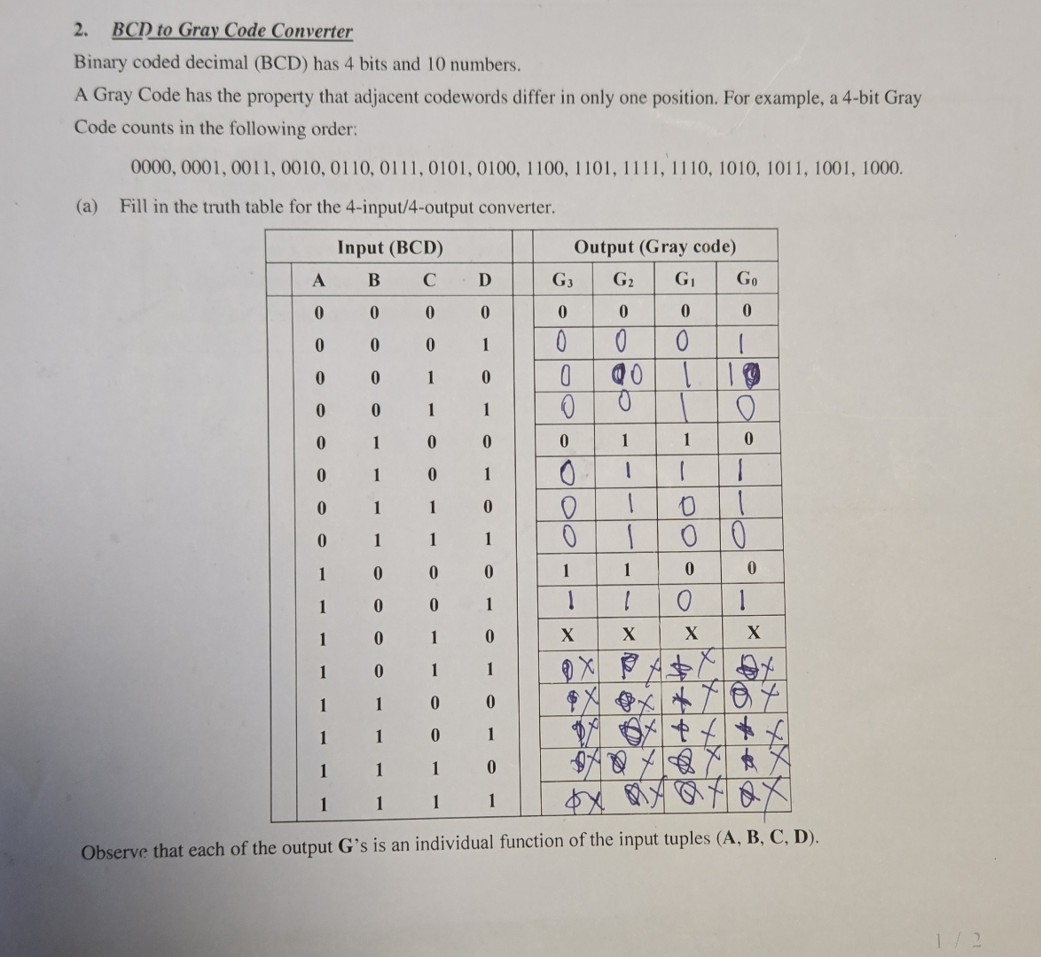 BCD ﻿to Gray Code ConverterBinary coded decimal ( | Chegg.com
