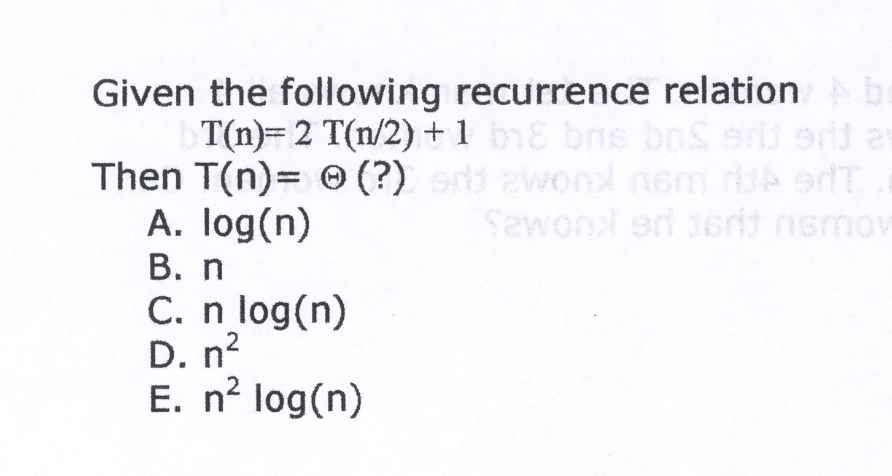 Solved Given the following recurrence | Chegg.com