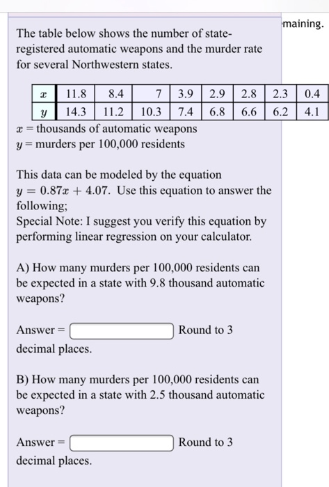 Solved maining. The table below shows the number of state- | Chegg.com