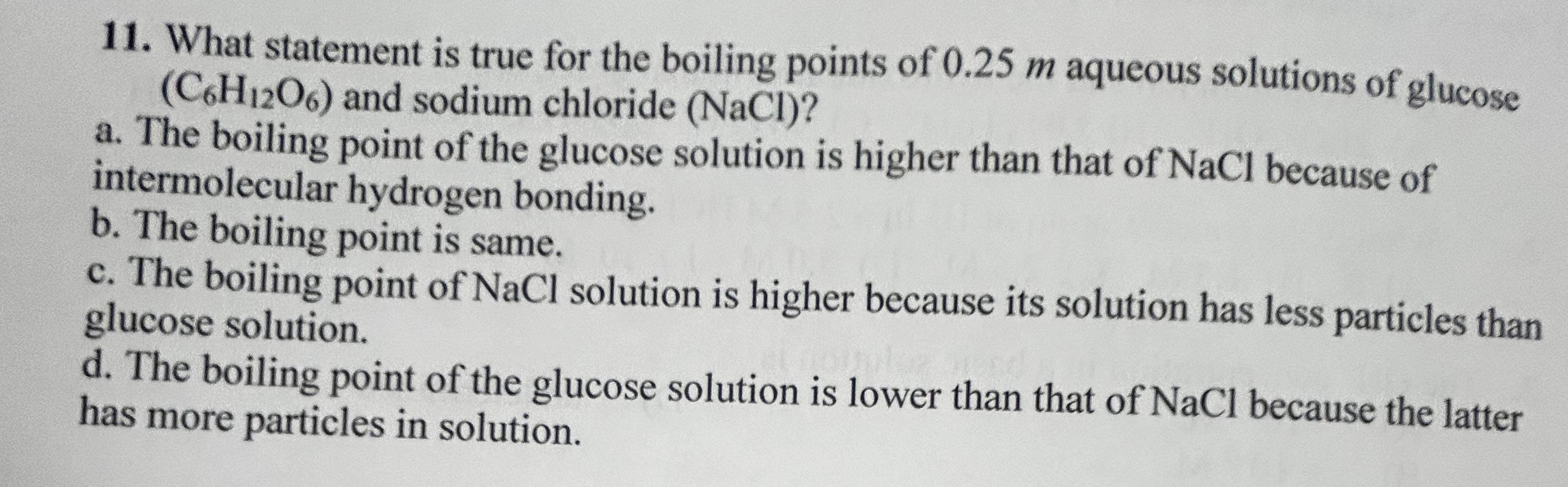 Solved What statement is true for the boiling points of | Chegg.com