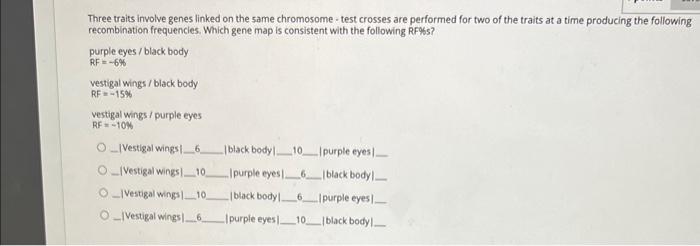 Solved Three traits involve genes linked on the same | Chegg.com
