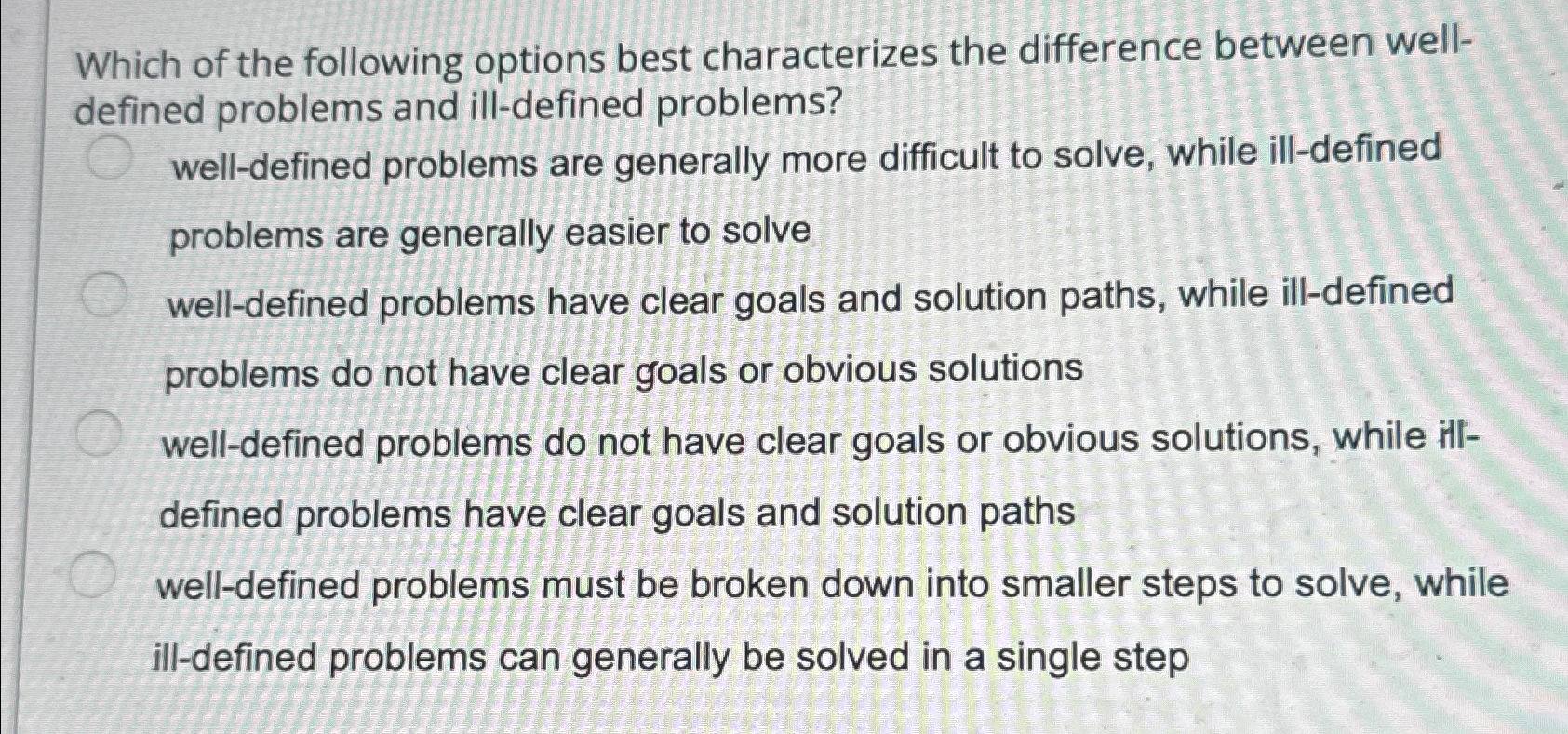 Solved Which of the following options best characterizes the | Chegg.com