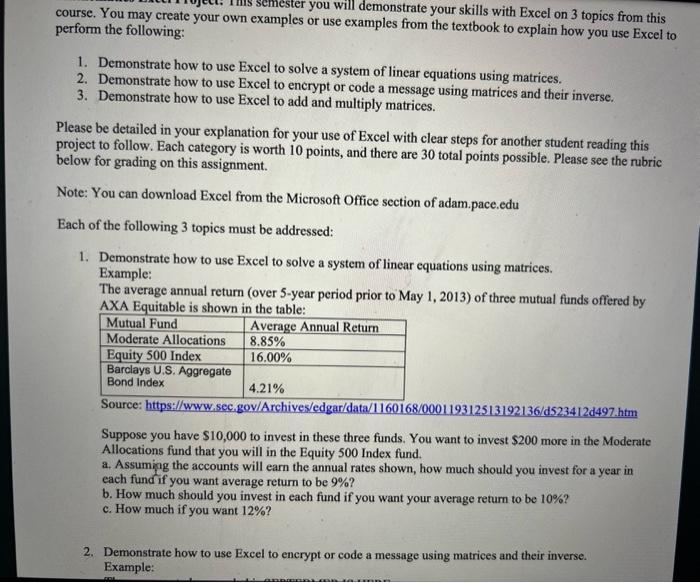 course. You may create your own examples or will | Chegg.com
