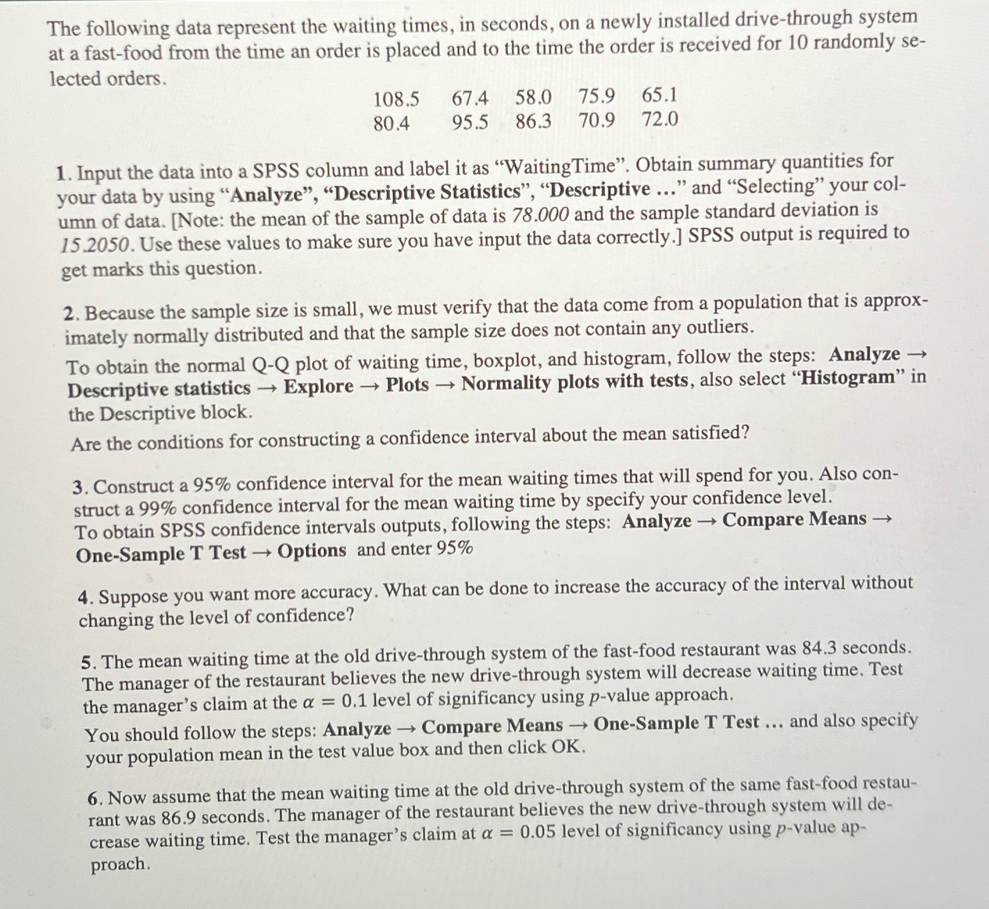 The following data represent the waiting times, in | Chegg.com