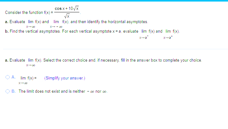 Solved Consider the function f(x)=cosx+10x2x2.a. ﻿Evaluate | Chegg.com