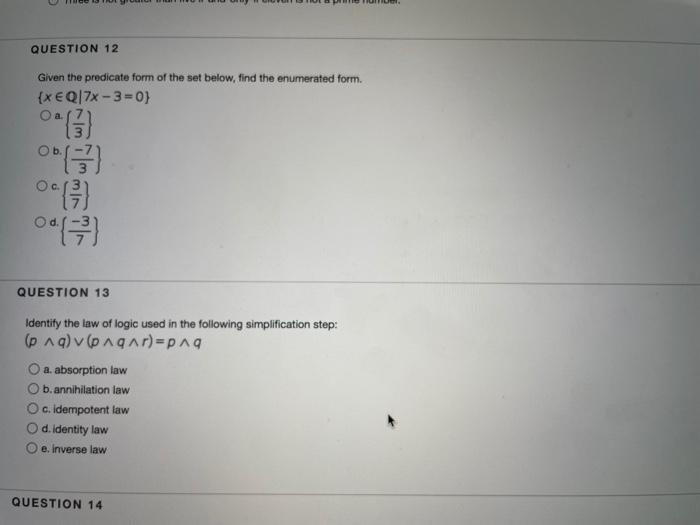 Solved Given the predicate form of the set below, find the | Chegg.com