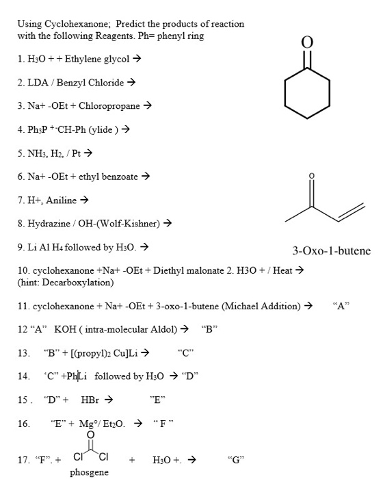 Solved Using Cyclohexanone; Predict the products of reaction | Chegg.com