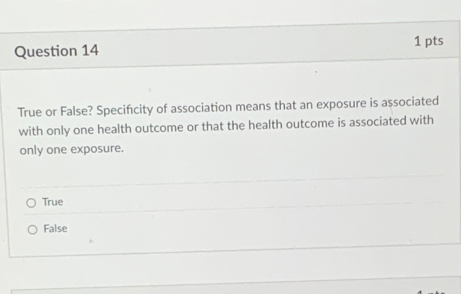 Solved Question 141 ﻿ptsTrue or False? Specificity of | Chegg.com