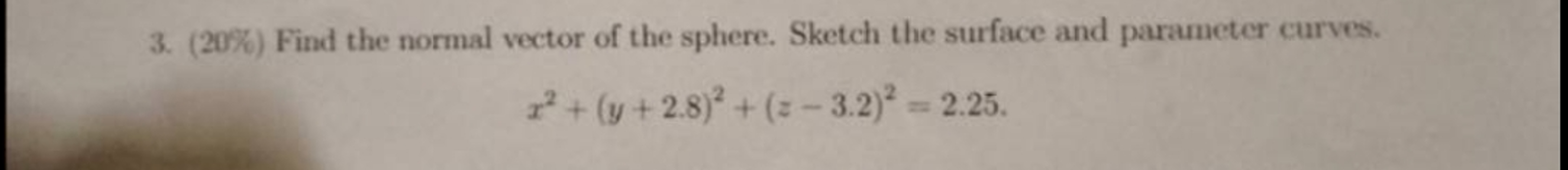 Solved (20%) ﻿Find the normal vector of the sphere. Sketch | Chegg.com
