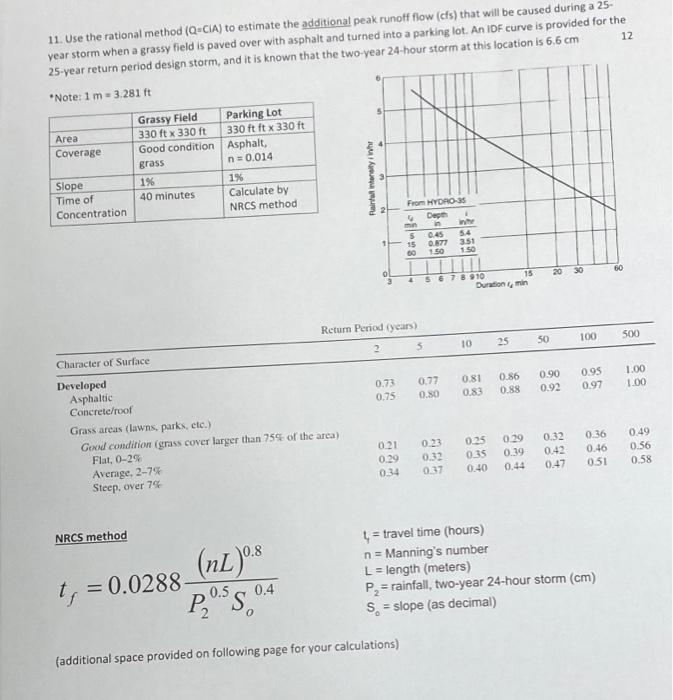 Solved 12 11. Use the rational method (Q-CIA) to estimate | Chegg.com