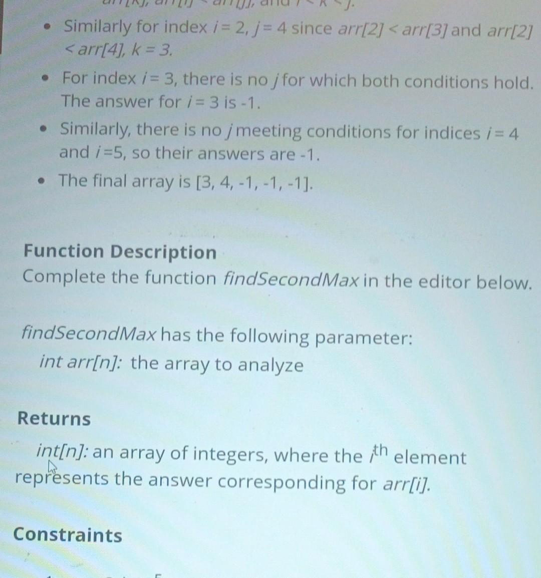Solved Explanation Here, arr=[4,2,1,4,3] - For index i=1, | Chegg.com