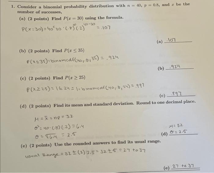 Solved 1. Consider a binomial probability distribution with | Chegg.com