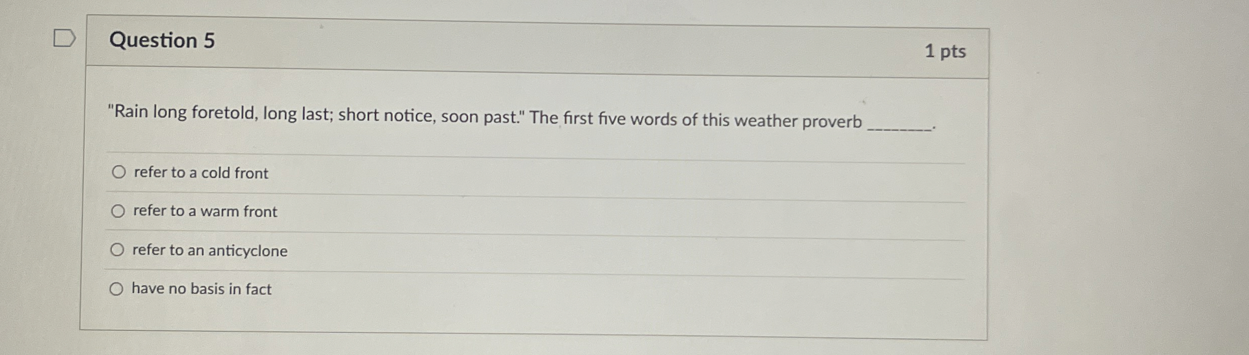 Solved Question 5"Rain long foretold, long last; short | Chegg.com
