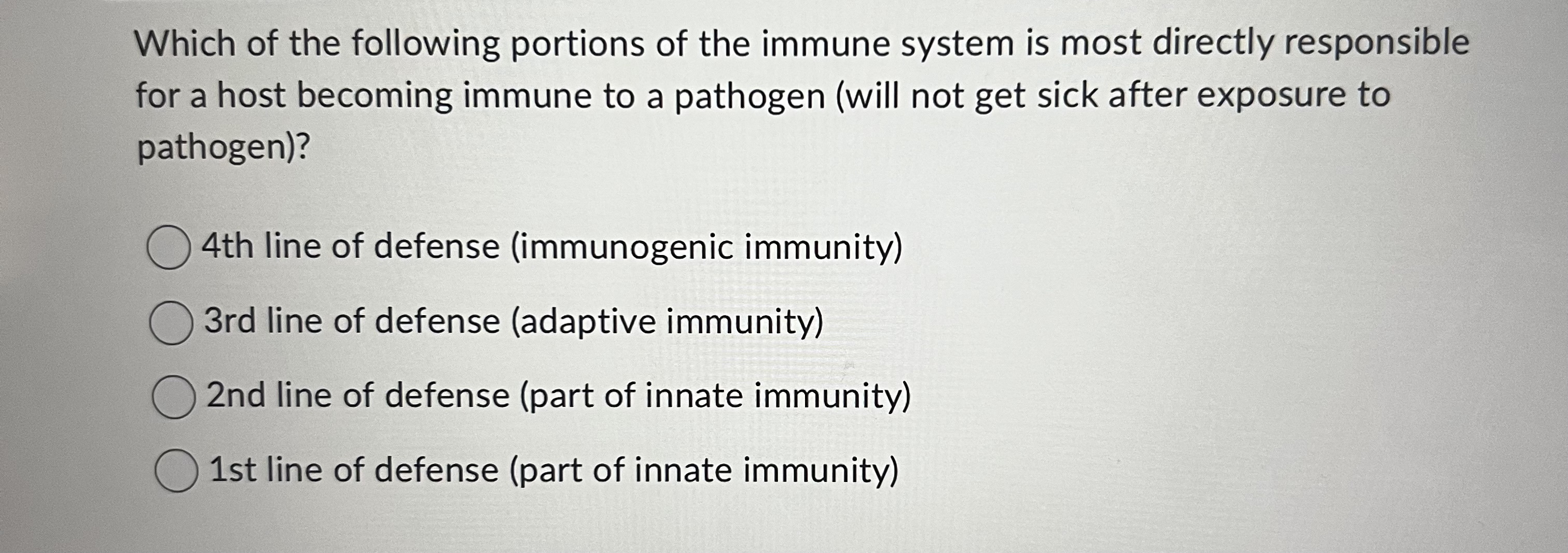 Solved Which of the following portions of the immune system | Chegg.com