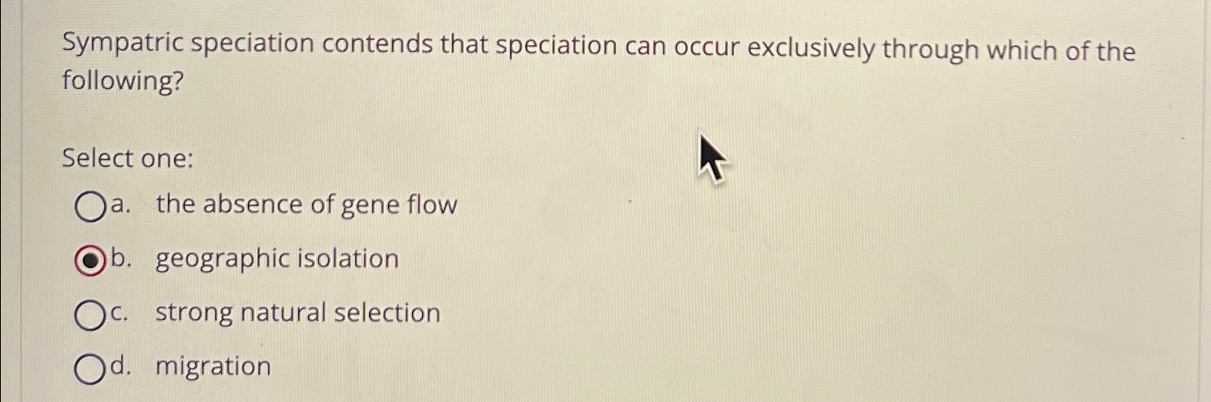 Solved Sympatric speciation contends that speciation can | Chegg.com