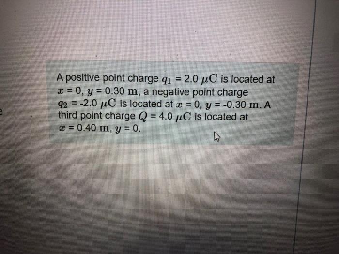 Solved A positive point charge q1 = 2.0 uC is located at x = | Chegg.com