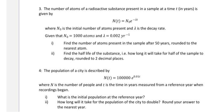 Solved Applications of exponential growth and decay 1. The | Chegg.com