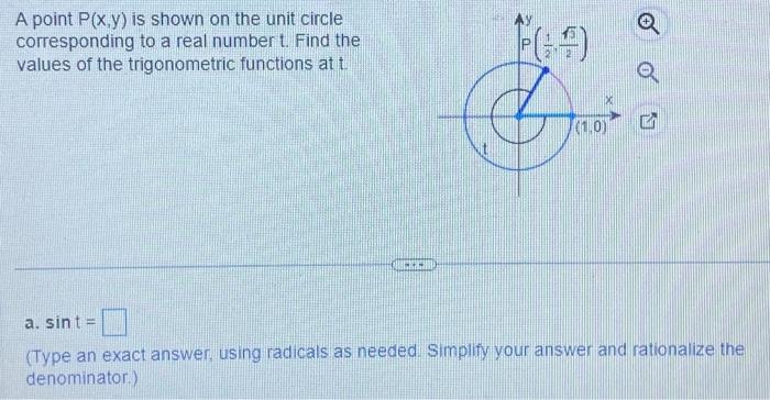 Solved A point P(x,y) is shown on the unit circle | Chegg.com