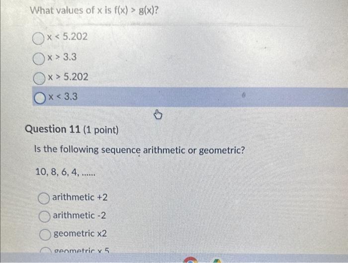 Solved What values of x is f(x)>g(x) ? | Chegg.com