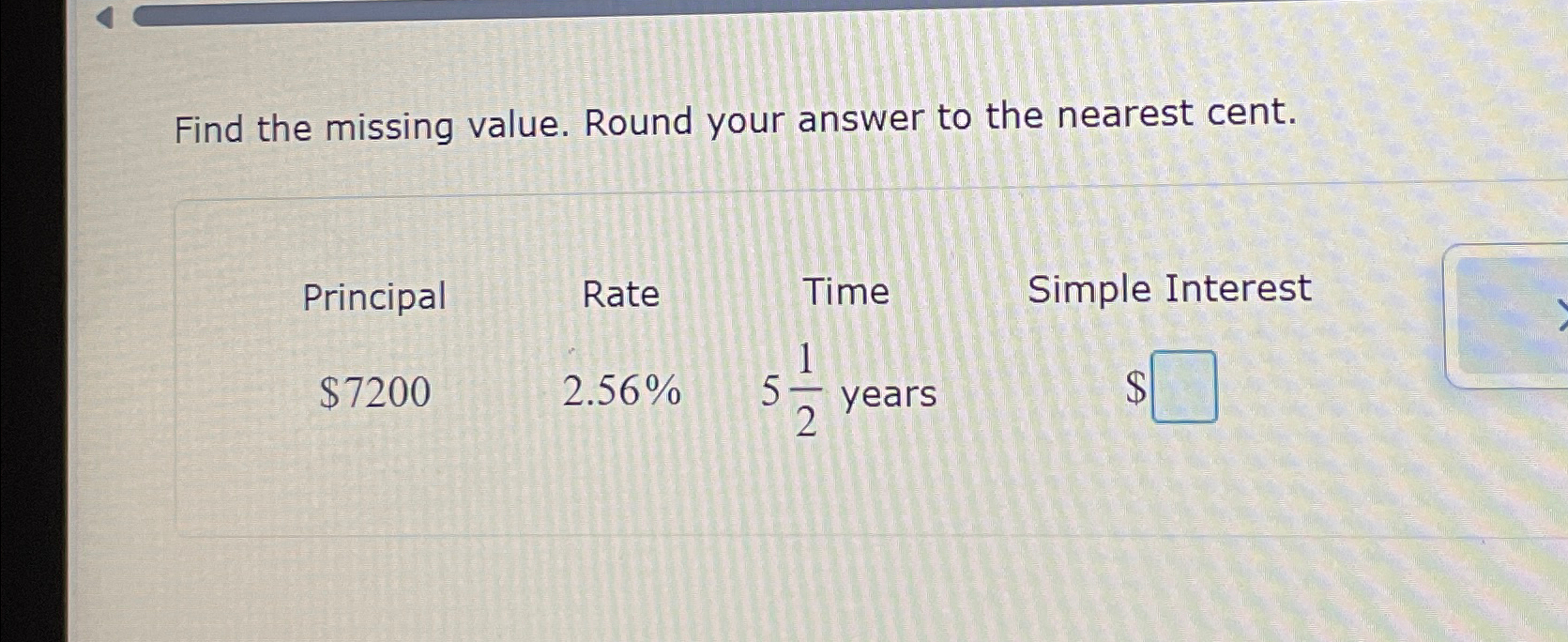 Solved Find the missing value. Round your answer to the | Chegg.com