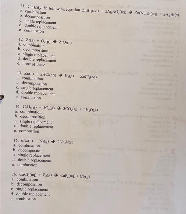 Solved 11. Classify the following equation | Chegg.com