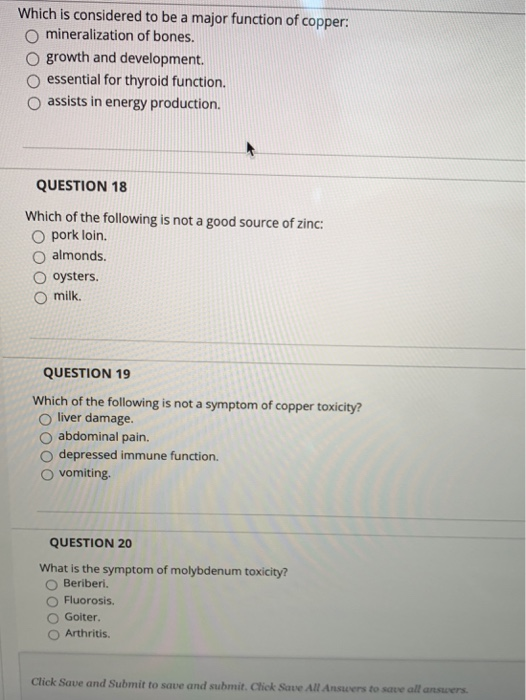 Solved Which is considered to be a major function of copper: | Chegg.com
