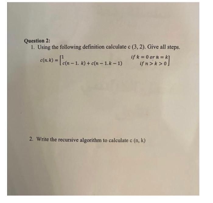 Solved Question 2: 1. Using the following definition | Chegg.com