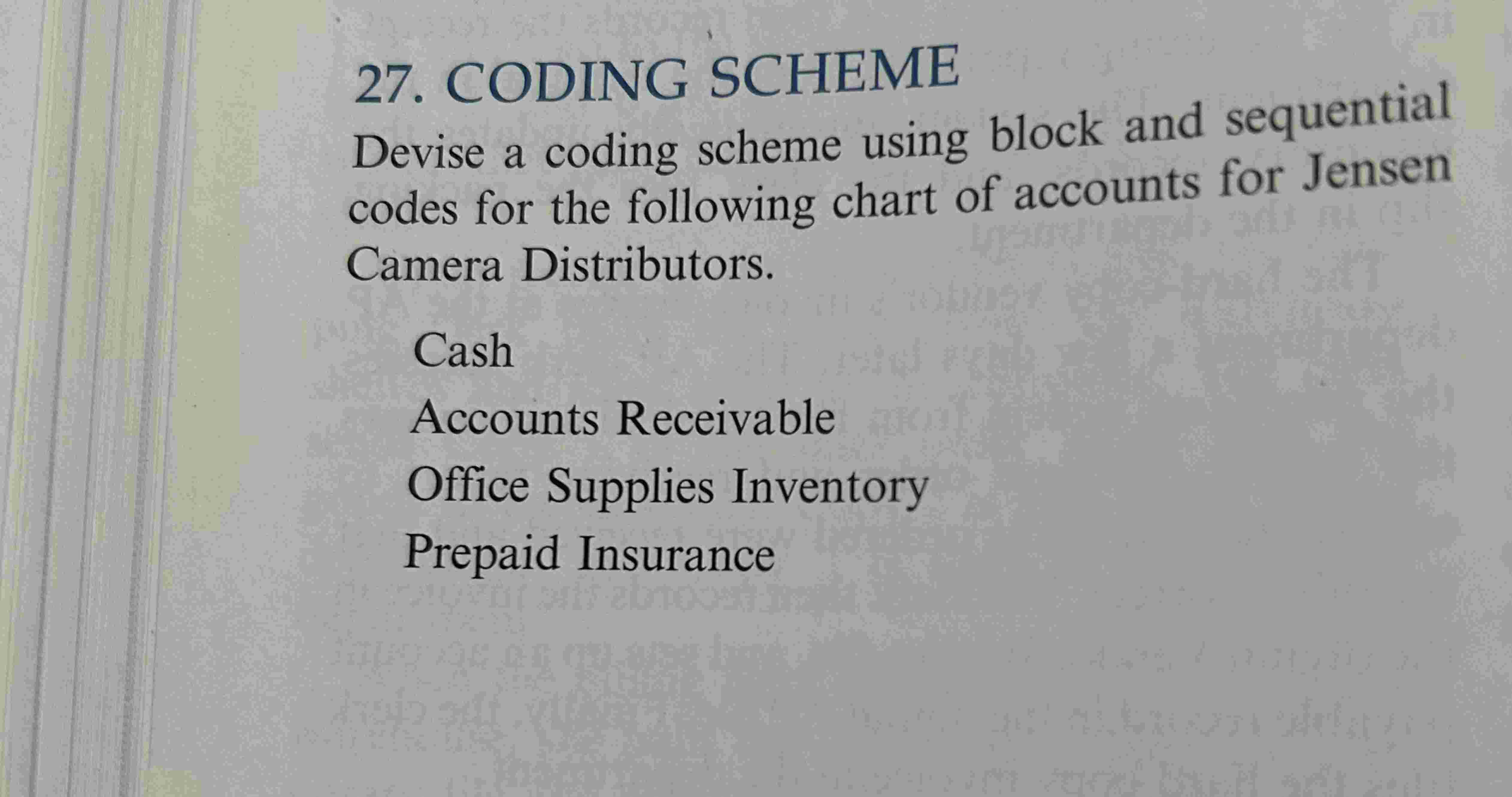 Solved 27. ﻿CODING SCHEME Devise a coding scheme using block | Chegg.com