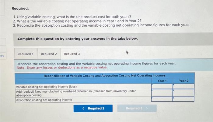 Solved Required: 1. Using variable costing, what is the unit | Chegg.com