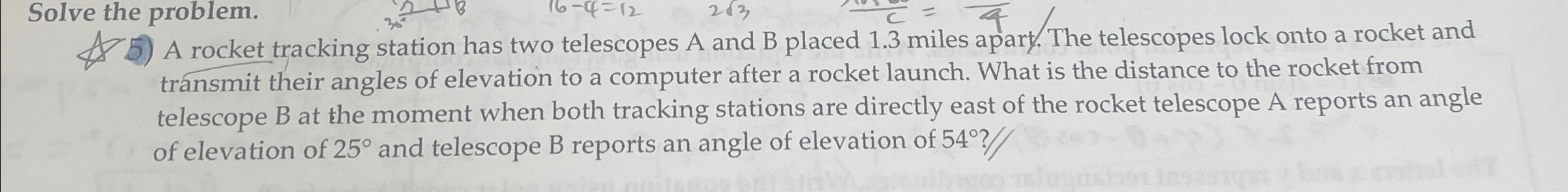 Solved A rocket tracking station has two telescopes A and B | Chegg.com