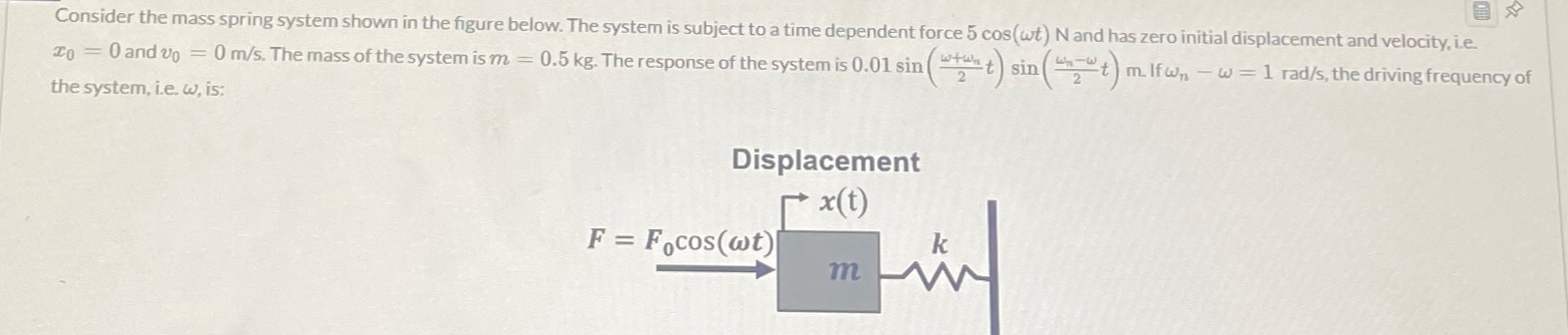 Solved Consider the mass spring system shown in the figure | Chegg.com