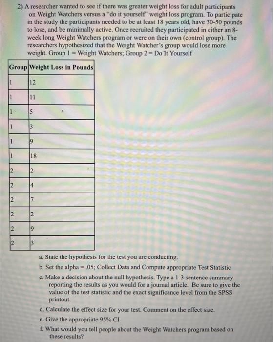 Solved Work the following three problems using SPSS as | Chegg.com