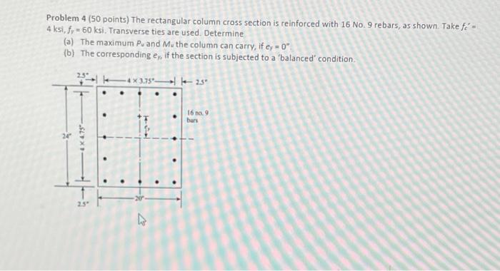Solved Problem 4 (50 points) The rectangular column cross | Chegg.com