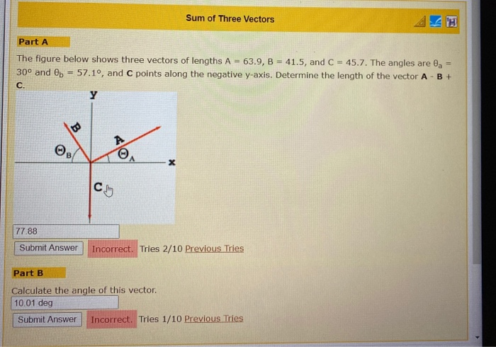 Solved Sum of Three Vectors 'H Part A The figure below shows | Chegg.com