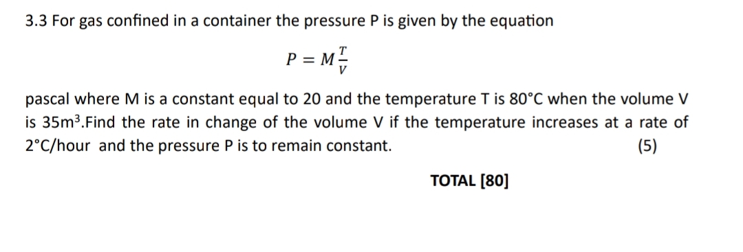 Solved 3.3 ﻿For gas confined in a container the pressure P | Chegg.com