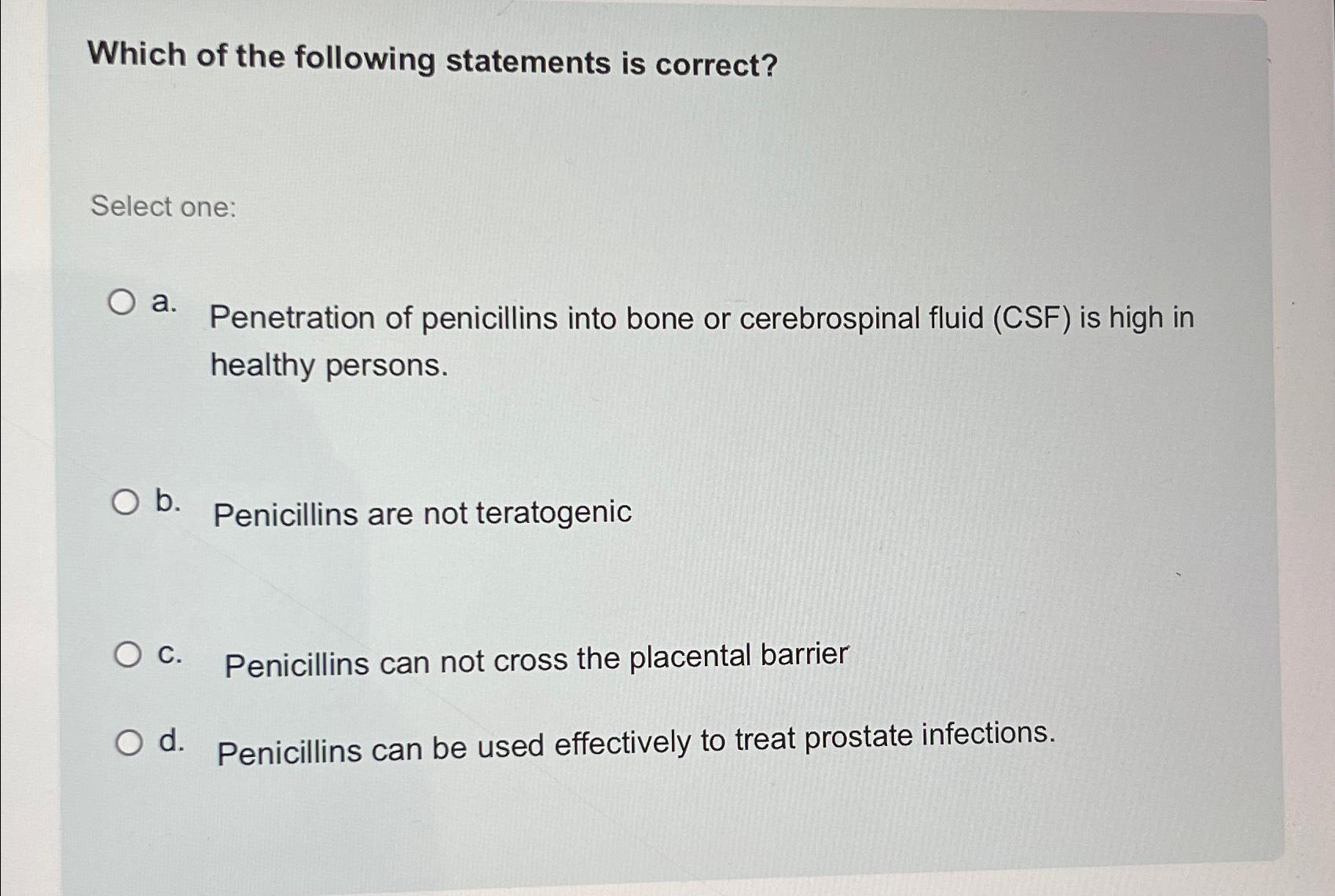 Solved Which of the following statements is correct?Select | Chegg.com