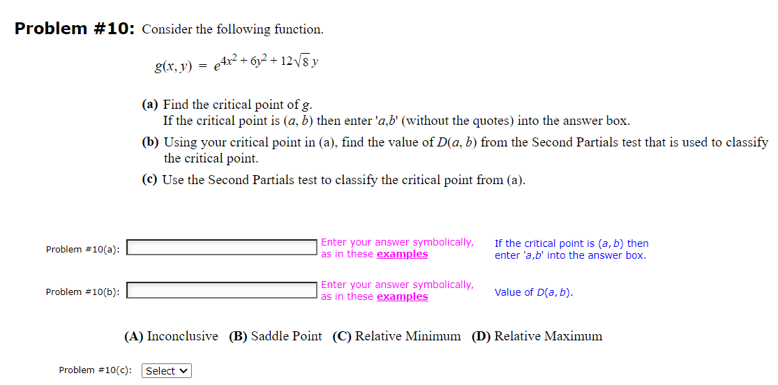 Solved Problem # 10: Consider the following | Chegg.com