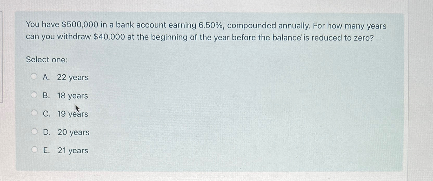 Solved You have $500,000 in a bank account earning 6.50%, | Chegg.com