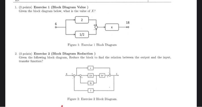 Solved 1. (3 points) Exercise 1 (Block Diagram Value) Given | Chegg.com