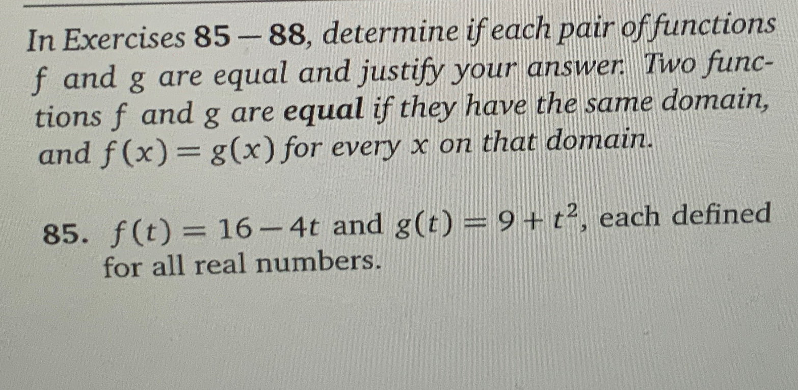 Solved In Exercises 85-88, ﻿determine if each pair of | Chegg.com