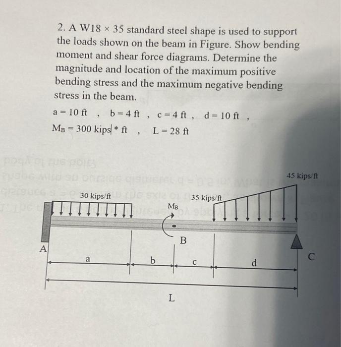 Solved 2. A W18 x 35 standard steel shape is used to support | Chegg.com
