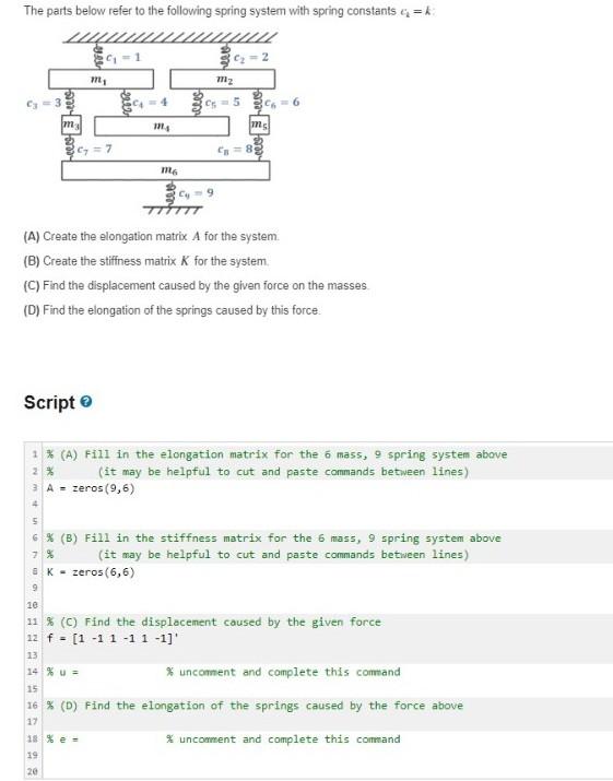 Solved The parts below refer to the following spring system | Chegg.com