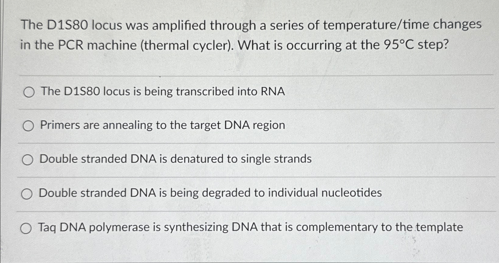 Solved The D1S80 ﻿locus was amplified through a series of | Chegg.com
