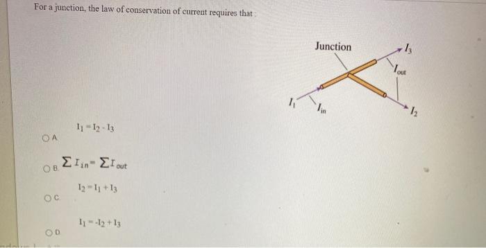 Solved For a junction, the law of conservation of current | Chegg.com