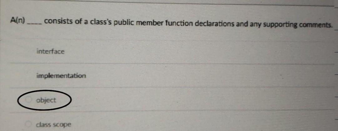 Solved Aln) consists of a class's public member function | Chegg.com