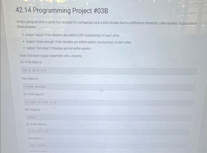Solved Write a program that is given two doubles for | Chegg.com